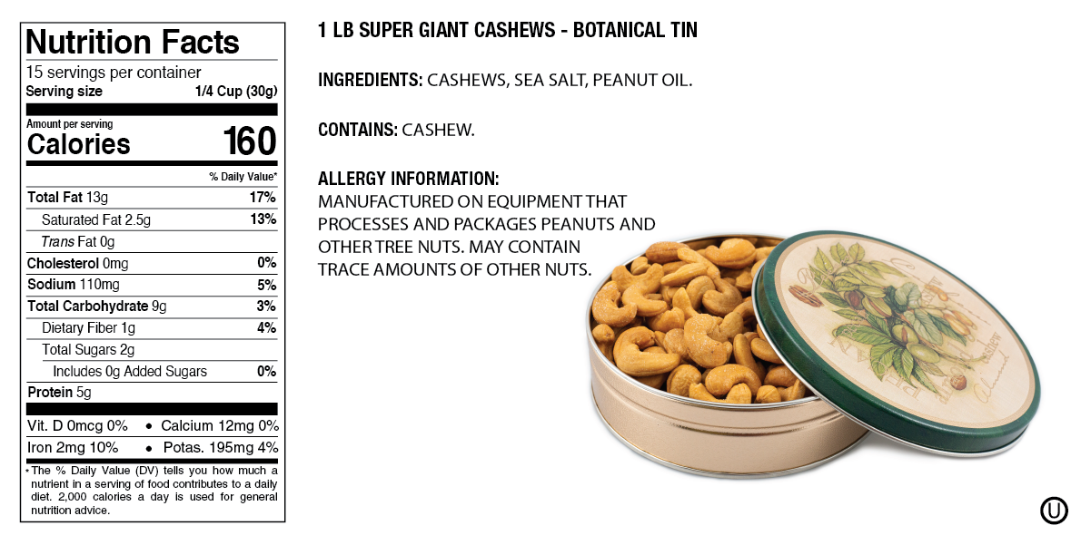 Trophy Nut™ Nutrition Information