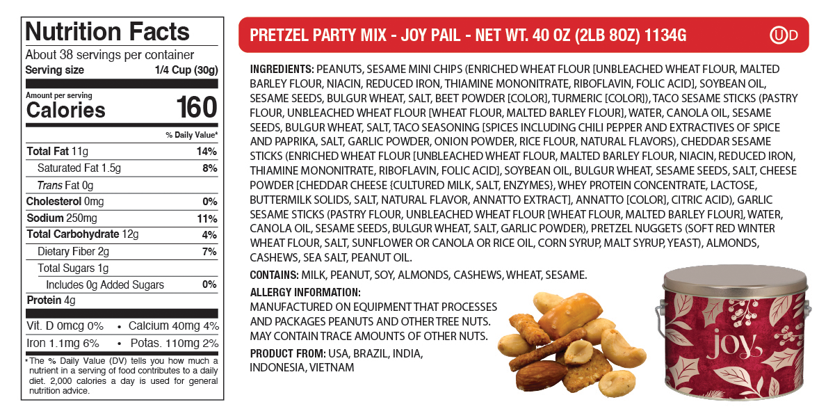 Trophy Nut™ Nutrition Information