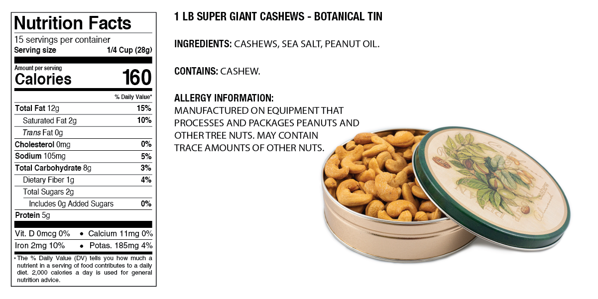 Trophy Nut™ Nutrition Information